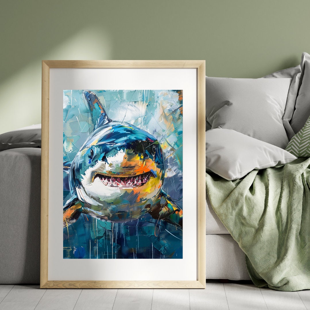 Shark Wall Art, Canvas or Poster, Shark Wall Decor, Animal Decor ...