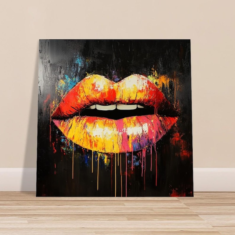 Stylish Lip Art, Lip Art Decor, Modern Lip Decor, Artistic Lip Canvas ...