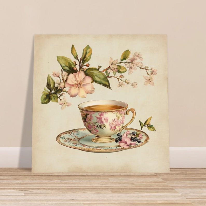 Vintage Tea Decor, Tea Wall Art, Antique Tea Art, Teacup Wall Decor ...