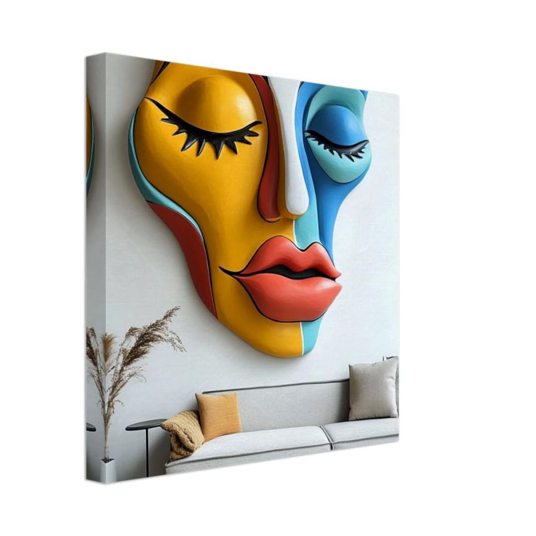 Colorful Face Art Modern Abstract Faces Whimsical Face Decor Artistic ...