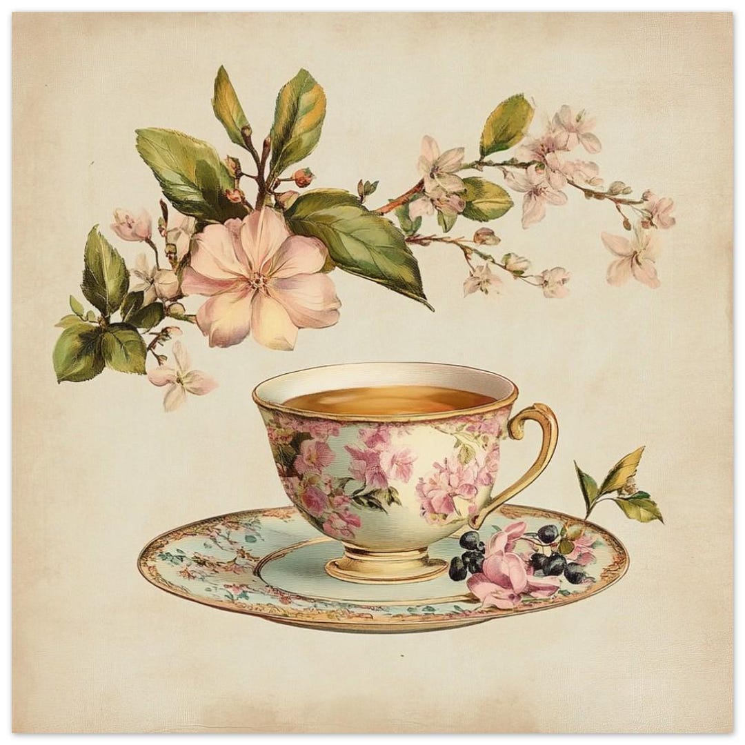 Vintage Tea Decor, Tea Wall Art, Antique Tea Art, Teacup Wall Decor ...