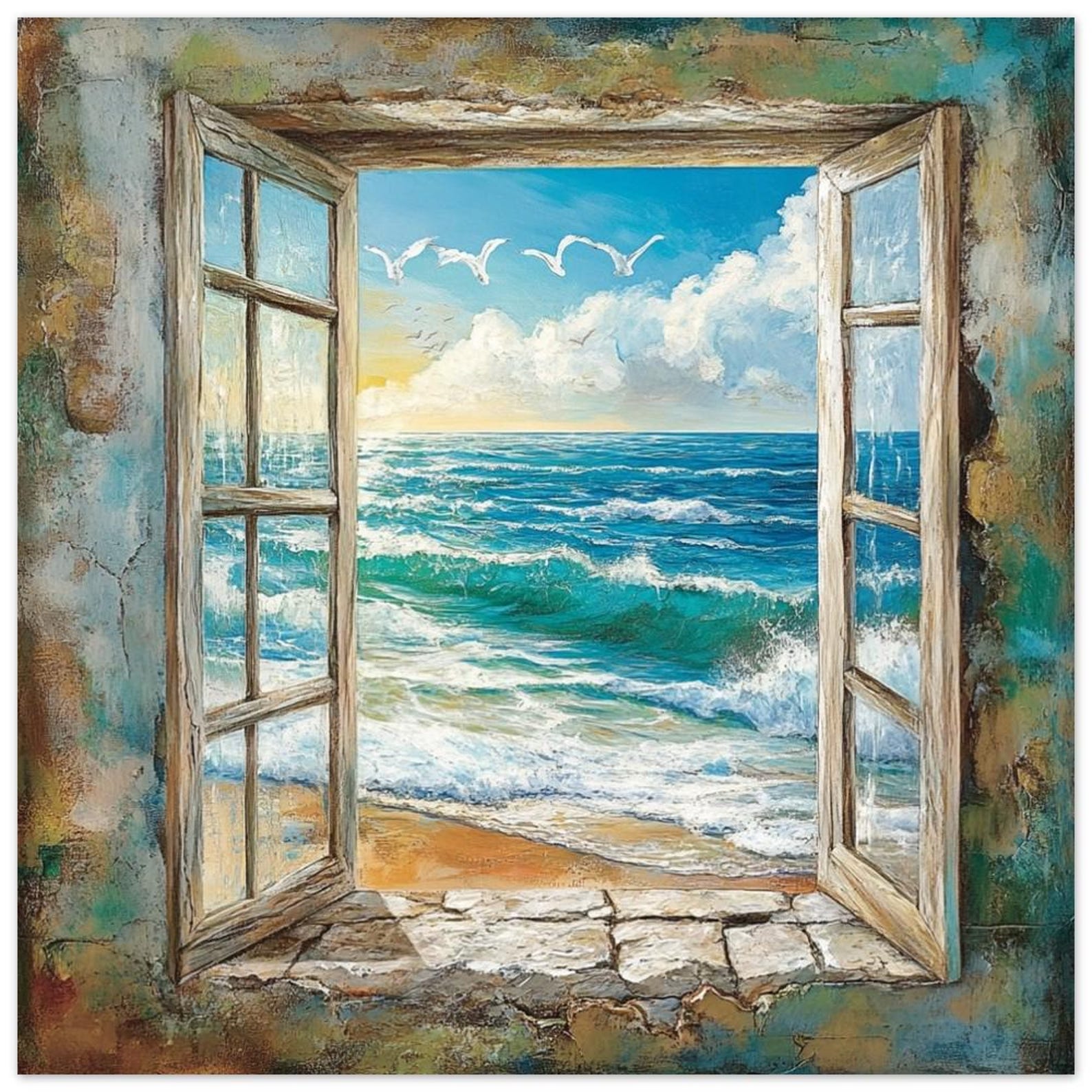 Ocean Window Art, Nautical Window Art, Ocean Horizon Art, Beach Print ...