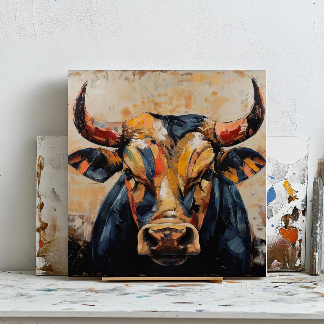 Black Bull Wall Art Black Bull Print Wild Bull Decor Fierce Bull Design ...
