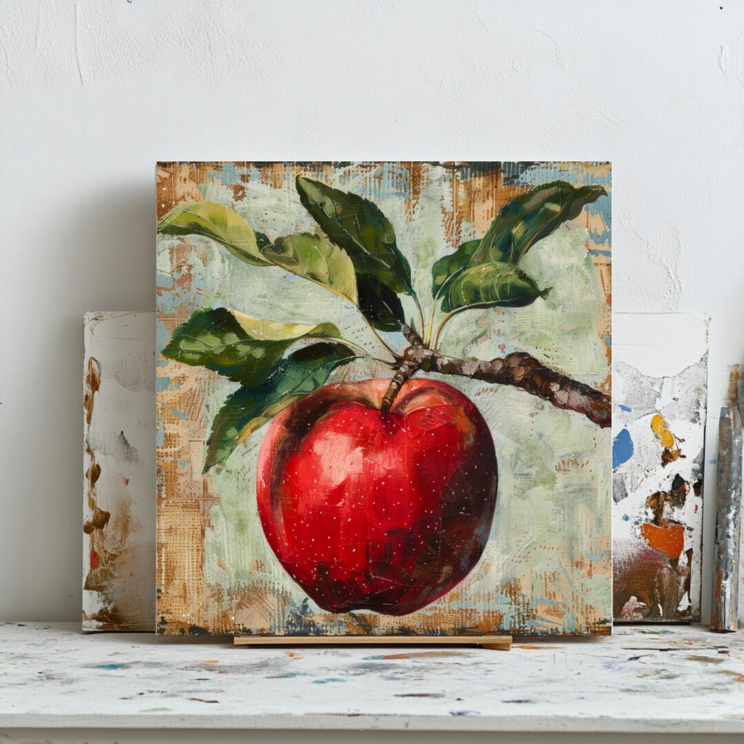 Red Apple Wall Art Apple Painting Juicy Red Apples Original Art Impasto ...