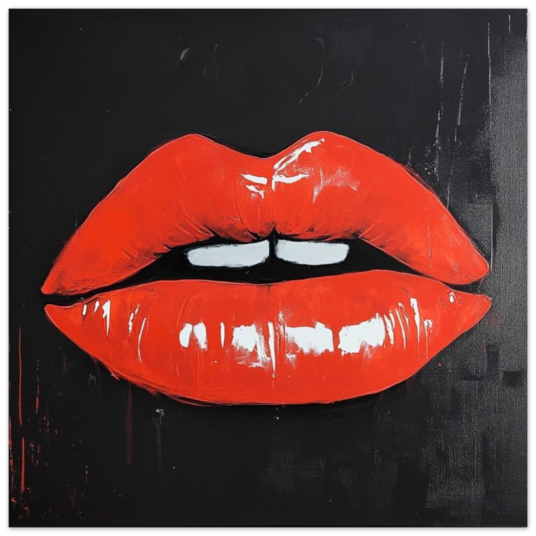Bold Red Lip Wall Art Chic Scarlet Lip Print Passionate Lip Decor Art ...