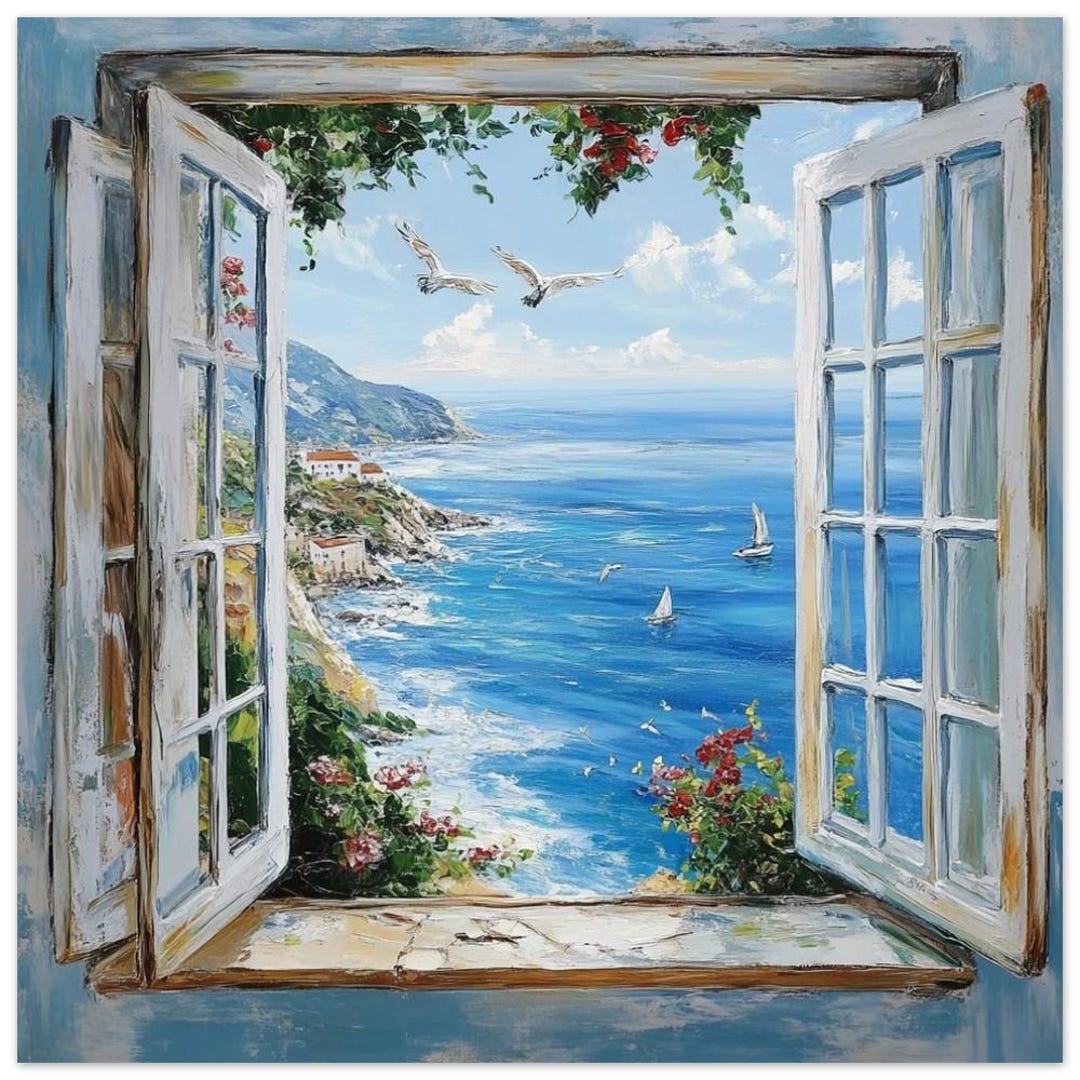 Ocean Window Art, Seaside Window Art, Nautical Window Art, Beach ...