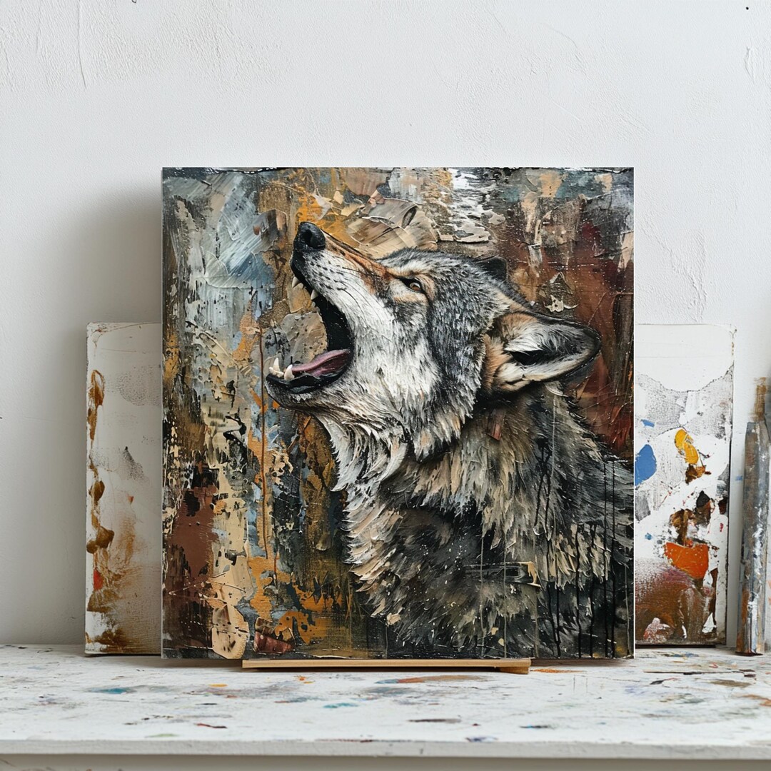 Howling Wolf Wall Art Majestic Wolf Art Artistic Wolf Decor Wolf in the ...