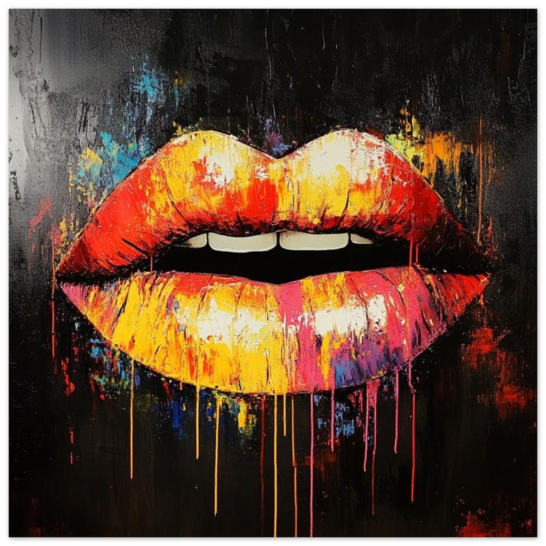Stylish Lip Art, Lip Art Decor, Modern Lip Decor, Artistic Lip Canvas ...
