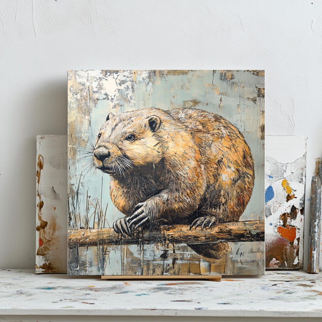 Beaver Wall Art Woodland Beaver Print Rustic Animal Art Nature Beaver ...