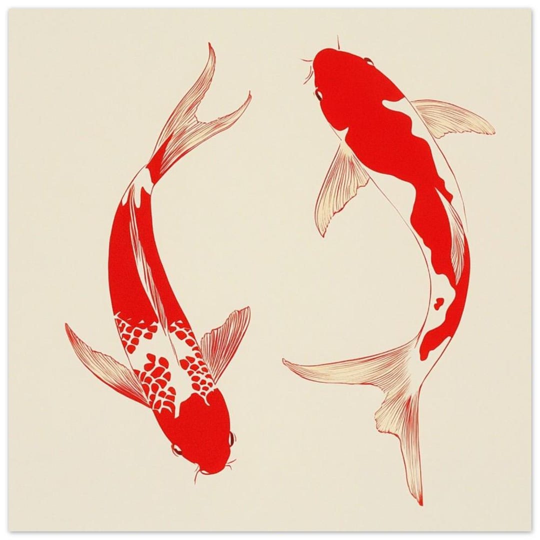 Red Koi Fish Art Koi Fish Wall Art Japanese Koi Art Red Koi Wall Decor ...