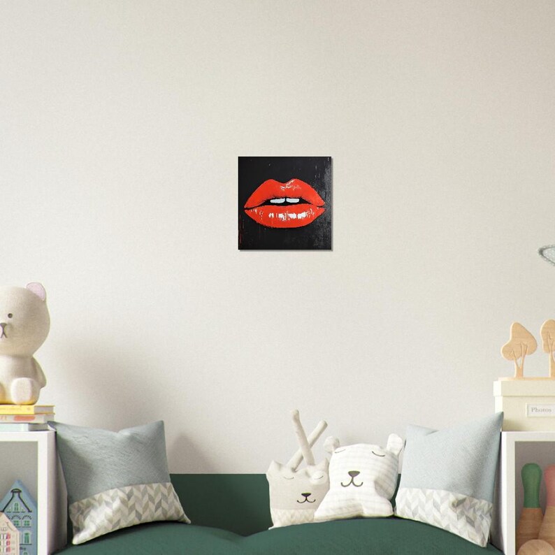 Lip Wall Art, Love Poster, Kiss Lips Decor, Lips Wall Hanging, Girly ...