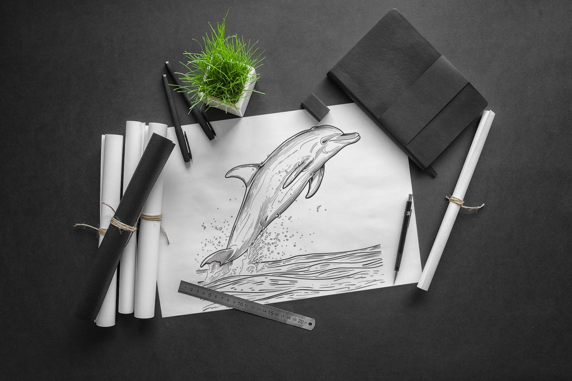 Set of 6 Coloring Pages, Dolphin Coloring Book, Coloring Sheets ...