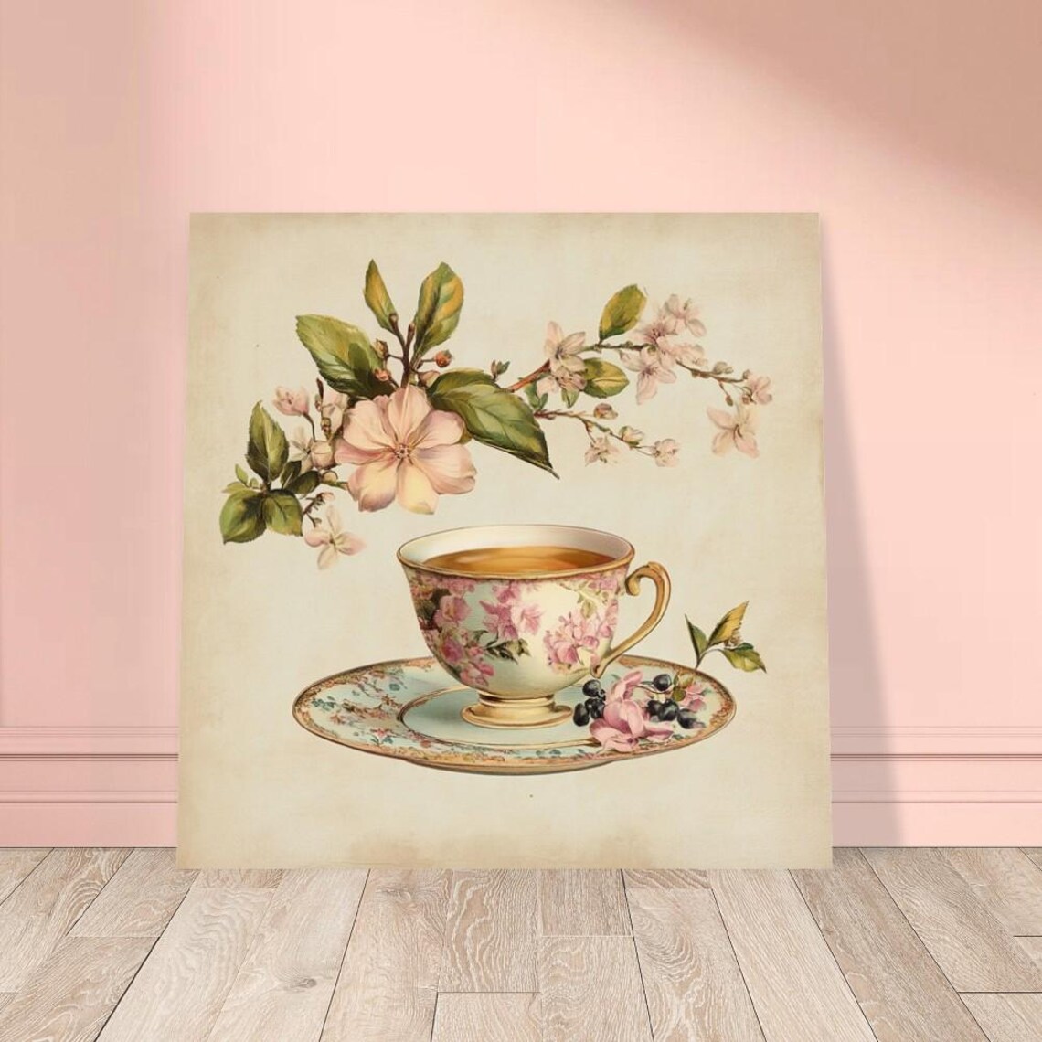 Vintage Tea Decor, Tea Wall Art, Antique Tea Art, Teacup Wall Decor ...