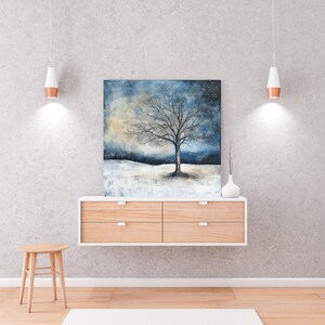 Snowy Tree Painting, Snowy Scene, Woodlands Winter Decor, Framed Winter ...