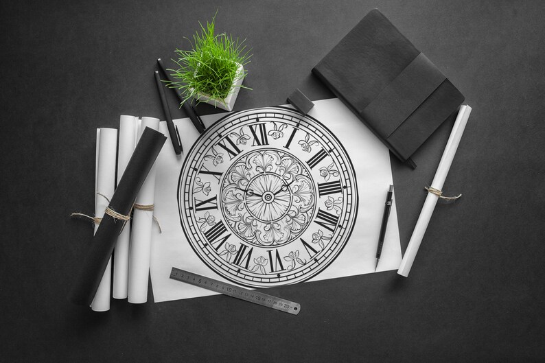 Set of 8 Coloring Pages, Clock Coloring Book, Kids Coloring Book ...