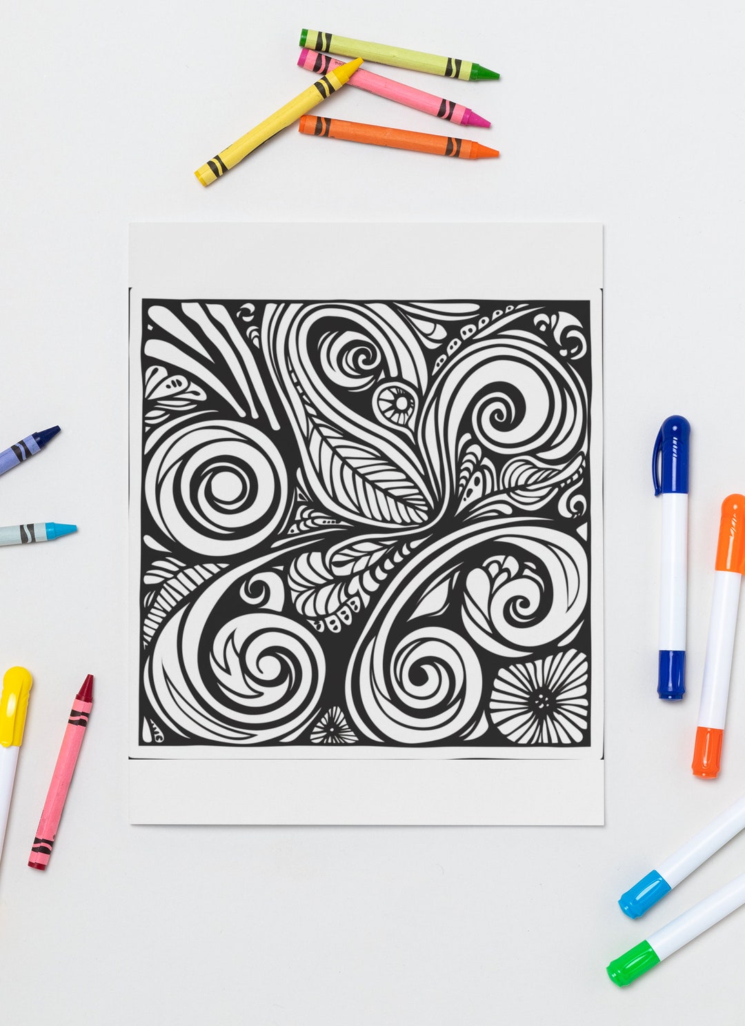 Set of 8 Coloring Pages, Swirls and Squiggles Coloring, Preschool ...