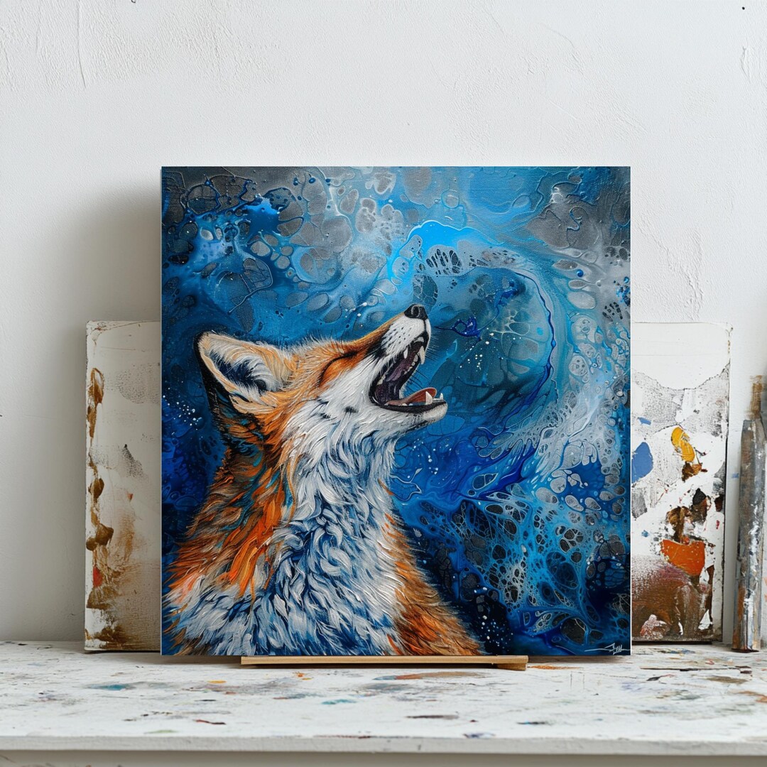 Howling Fox Wall Art Majestic Fox Art Artistic Fox Decor Howling Fox ...