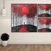 Red Moon Art, Dark Tree Art, Red Black Forest, Abstract Tree Art, Red Tree Art, Night Forest Art ...