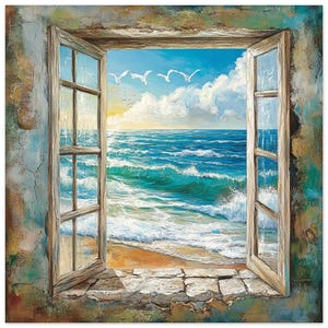 Ocean Window Art, Nautical Window Art, Ocean Horizon Art, Beach Print ...