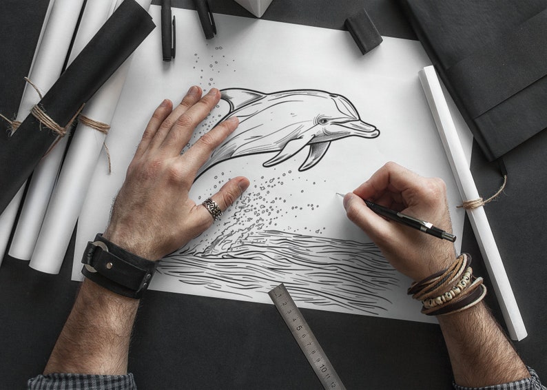 Set of 6 Coloring Pages, Dolphin Coloring Book, Coloring Sheets ...