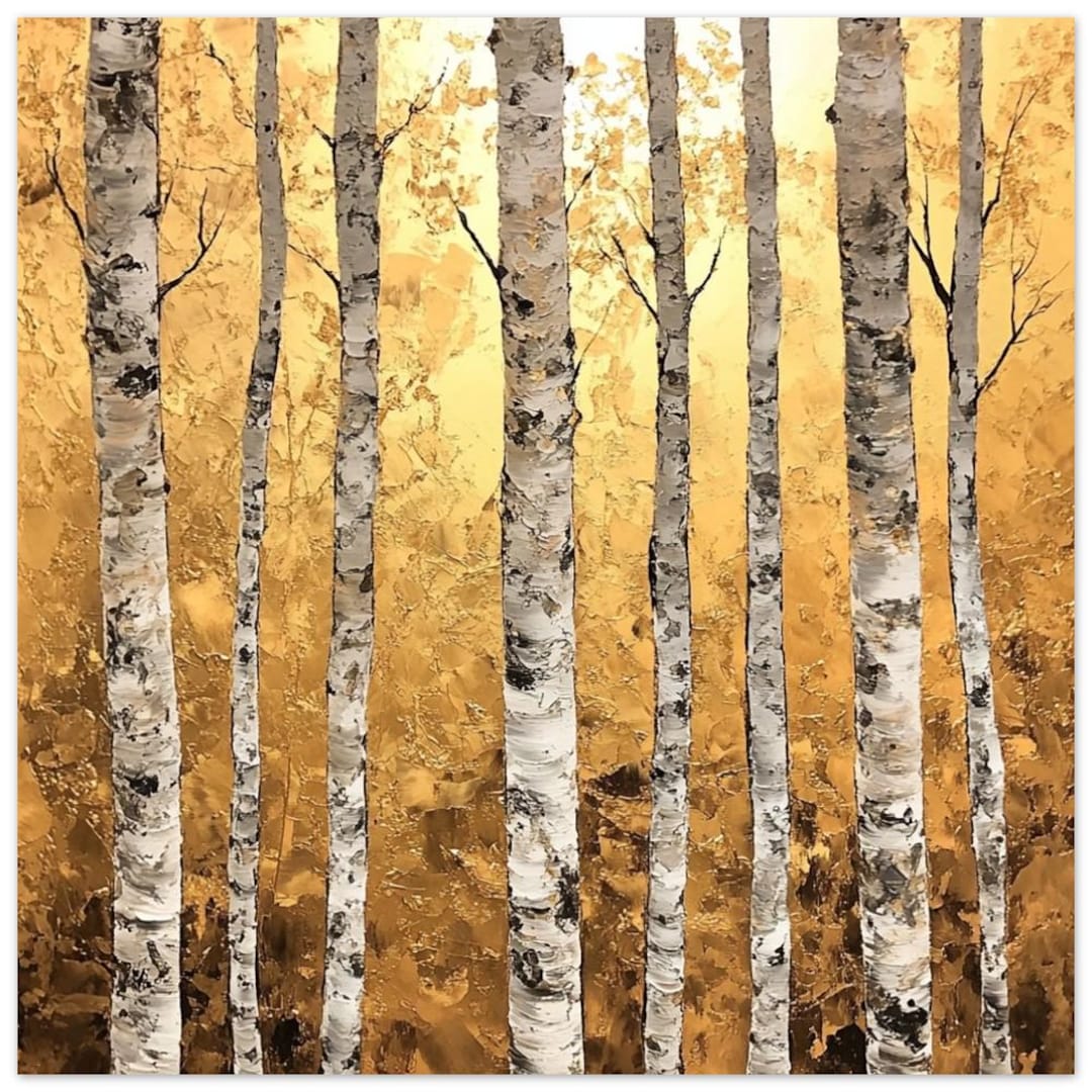 Birch Tree Art, Nature Wall Decor, Forest Wall Art, Birch Tree Painting ...