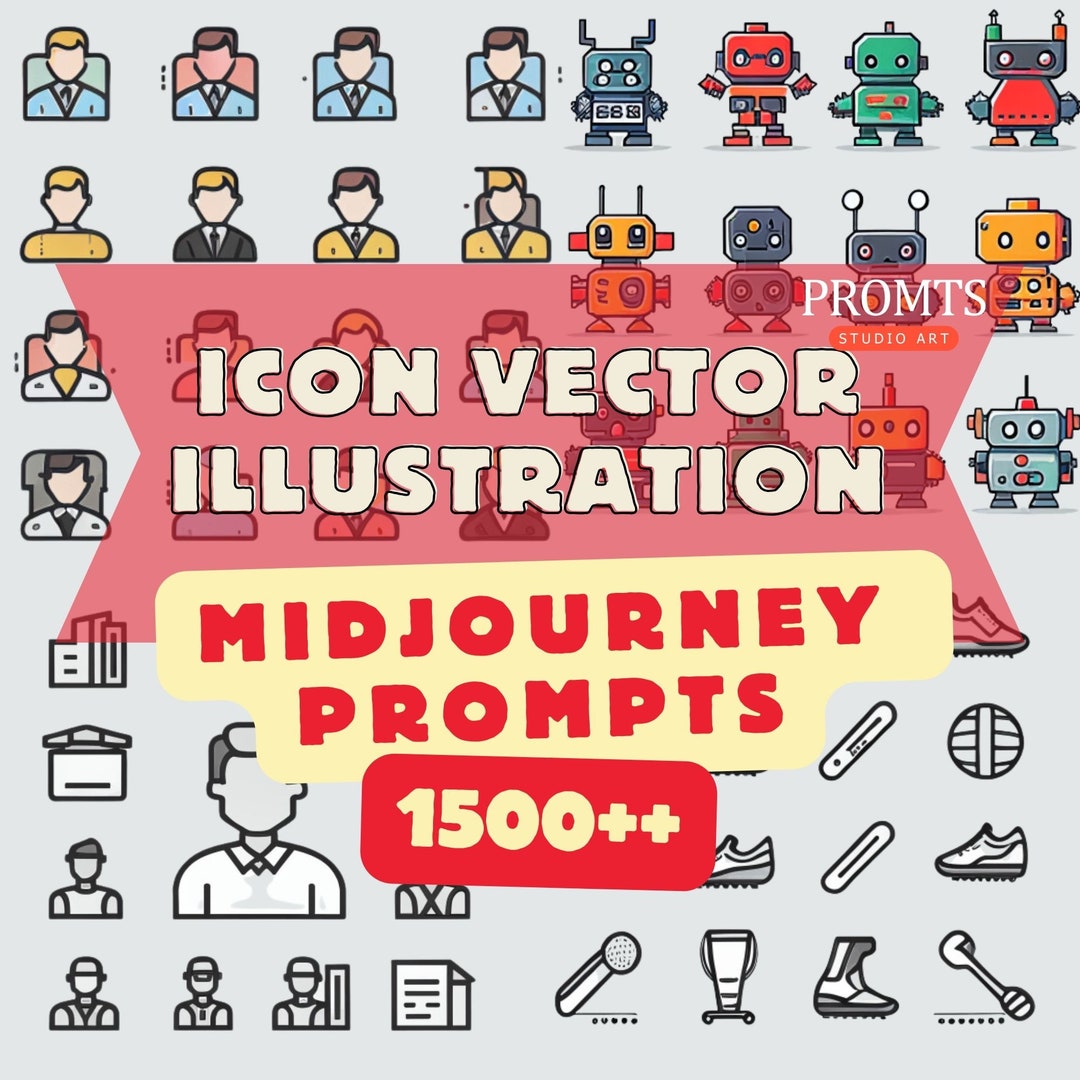 Prompts Midjourney ,ICON ,1500+ Icon Vector Illustration Prompts for ...