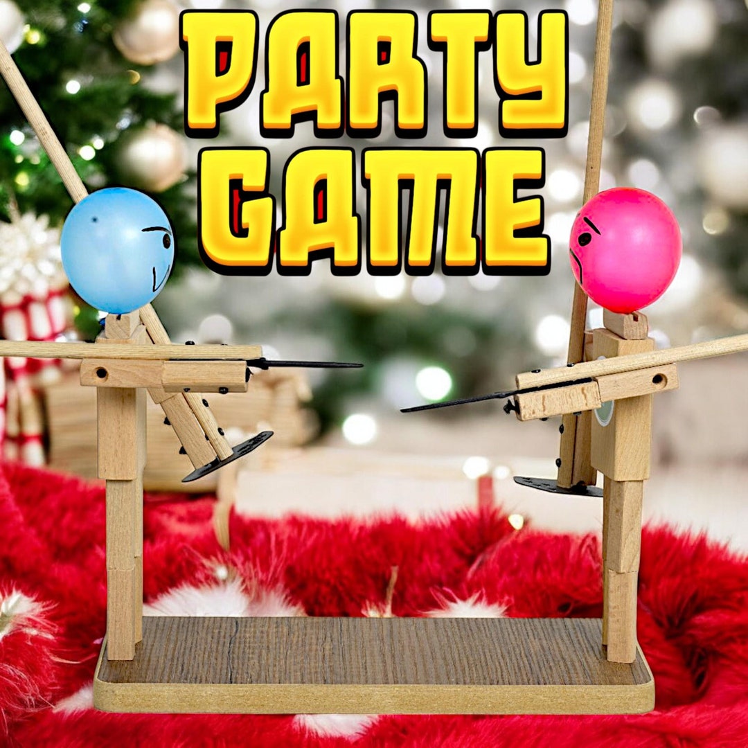 XXLARGE Handmade Wooden Fencing Puppet Game,family Game, Puppet Balloon ...