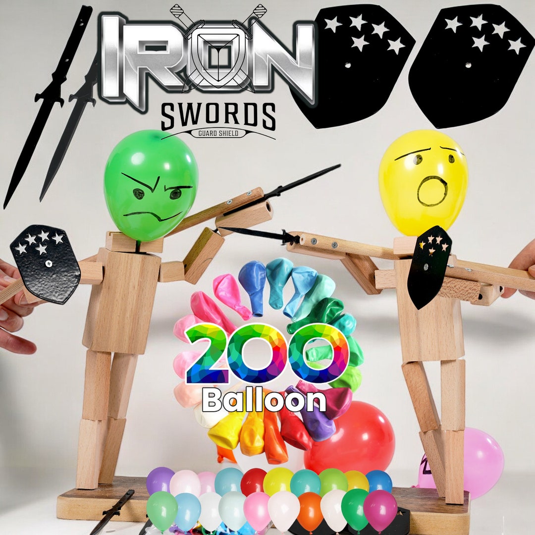 Handmade Wooden Fencing Puppet Game,balloon Warriors,dueling Balloon ...