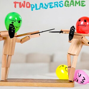 XXLARGE Handmade Wooden Fencing Puppet Game,family Game, Puppet Balloon ...