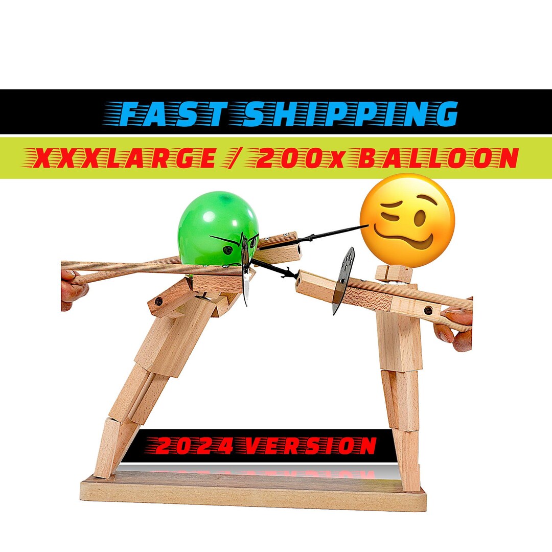 Handmade Wooden Fencing Puppets , Boom of Balloons Game, Punching Whack a Pack Balloons Man ...