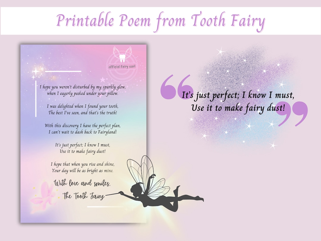 Printable Tooth Fairy Letter Pink | Instant Download | A4 Letter - Etsy