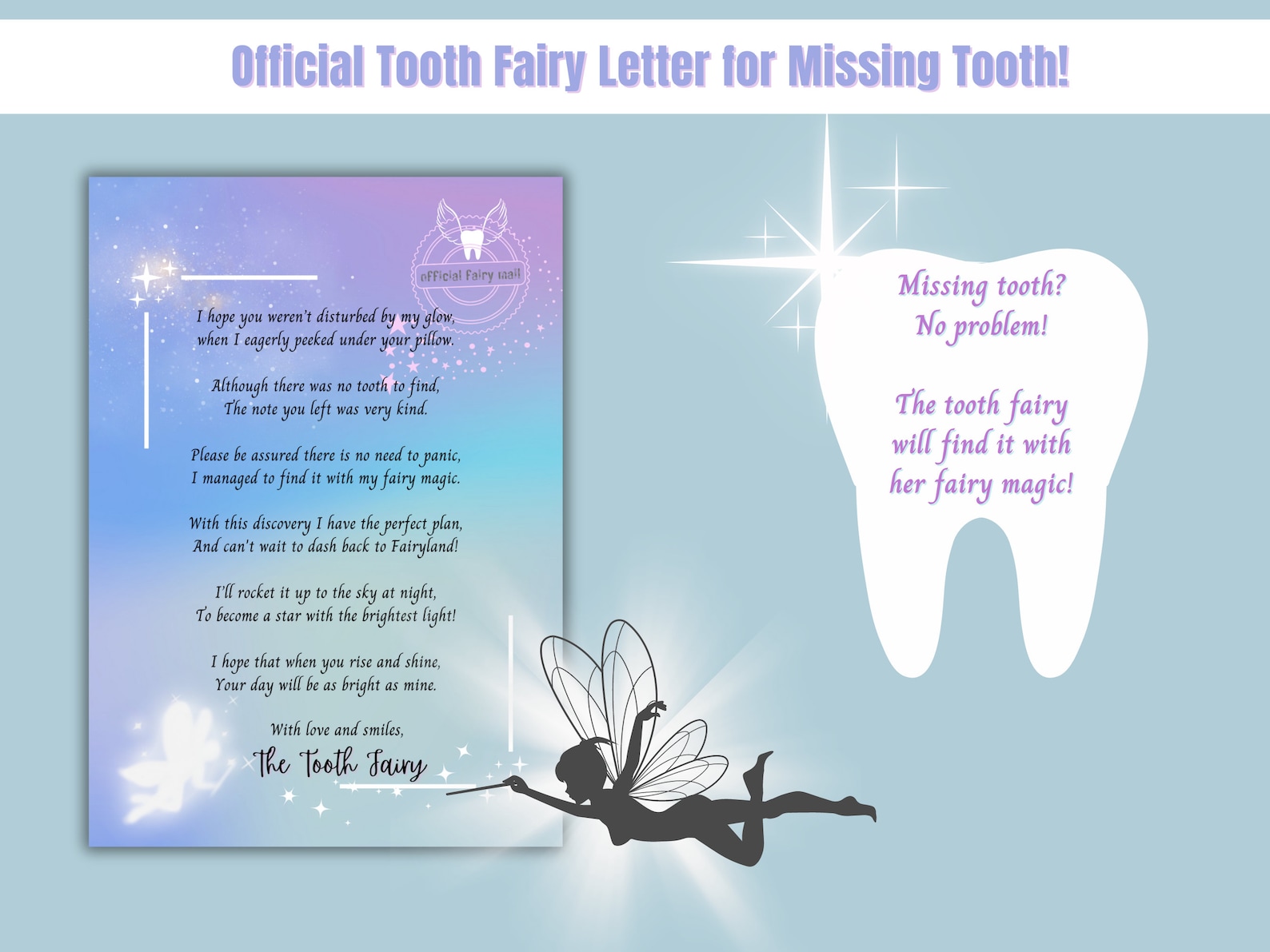 Printable Tooth Fairy Letter Missing Tooth | No Tooth Under Pillow ...