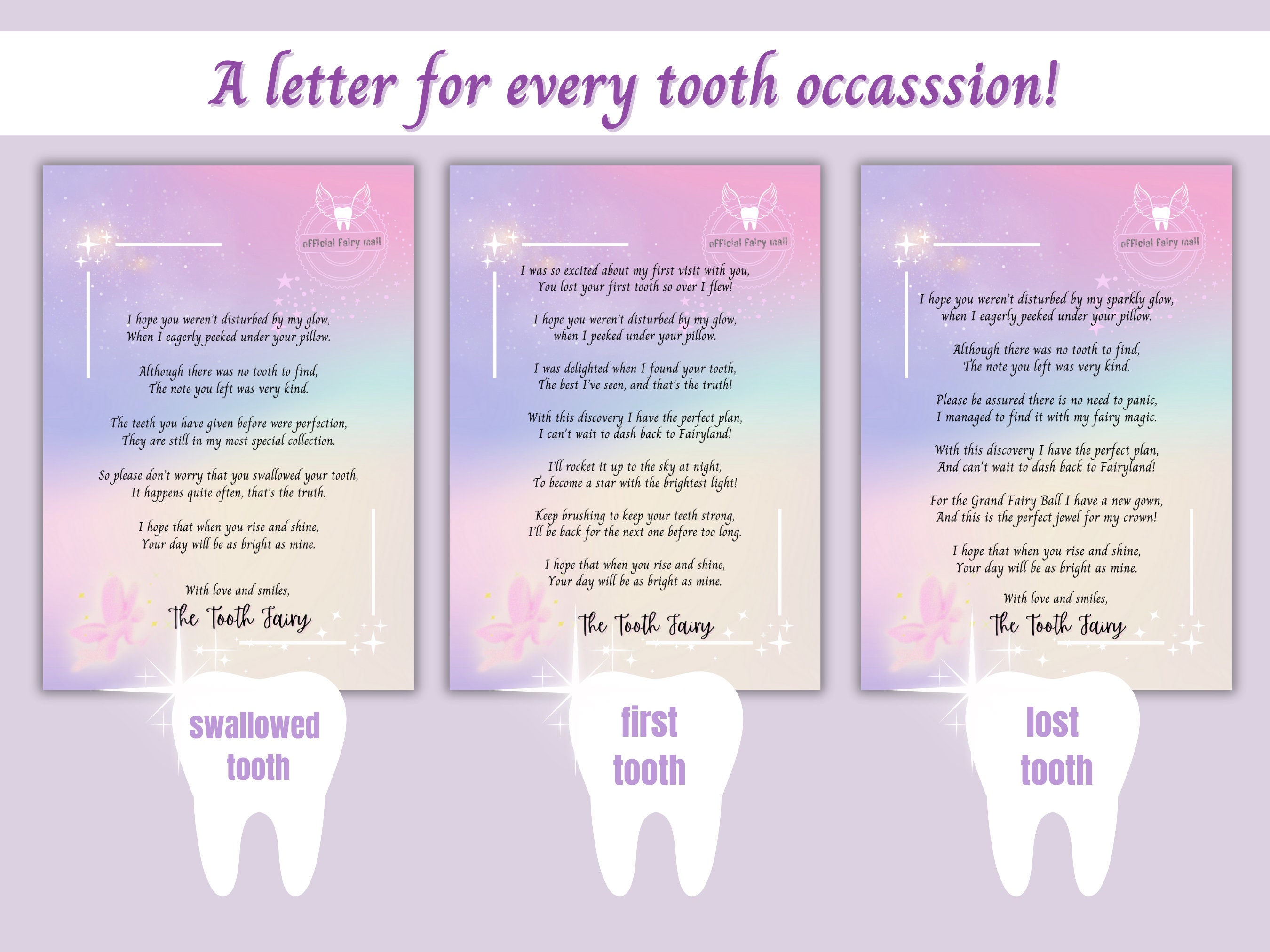 Ultimate Tooth Fairy Letter & Certificate Bundle Instant Digital ...