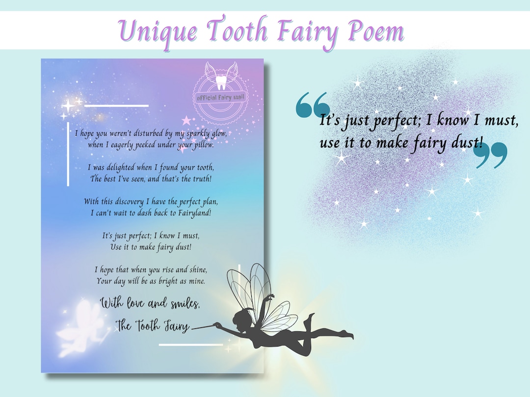 Printable Tooth Fairy Letter Blue | Instant Digital Download | A4 - Etsy