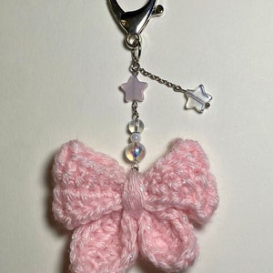 Handmade Crochet Bow Beaded Keychain | Coquette Bag Charm | Gift Idea ...