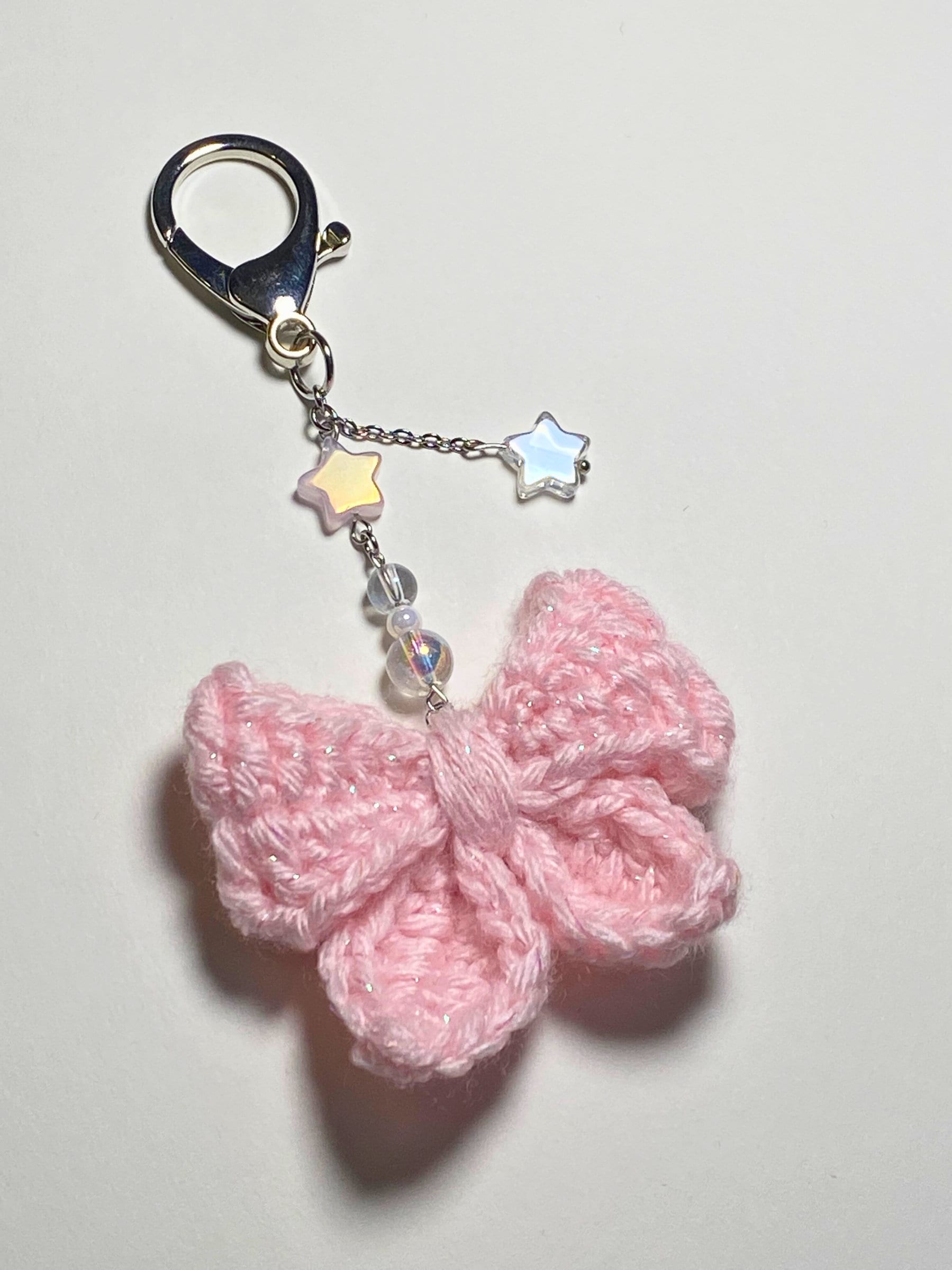 Handmade Crochet Bow Beaded Keychain | Coquette Bag Charm | Gift Idea ...