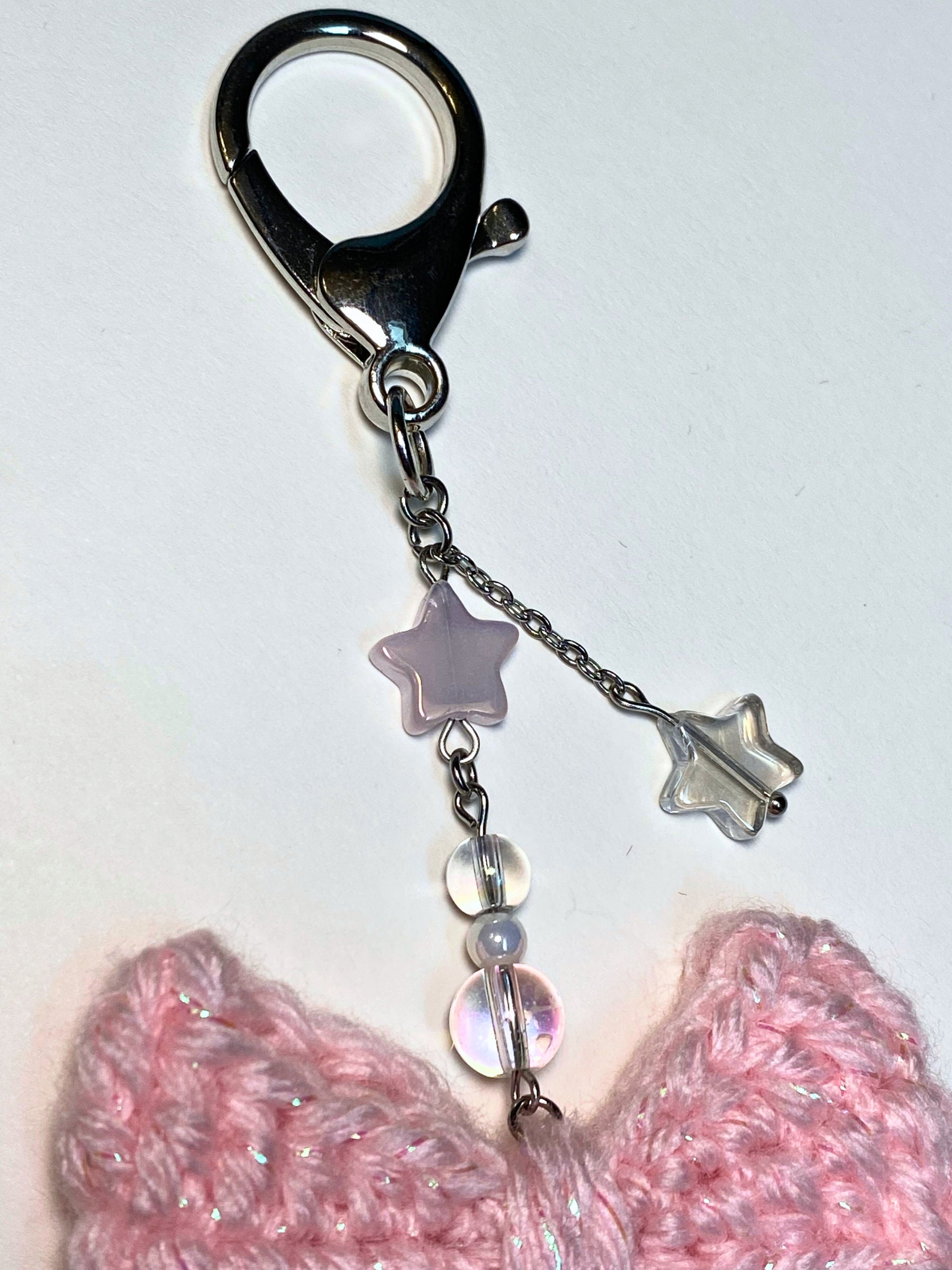 Handmade Crochet Bow Beaded Keychain | Coquette Bag Charm | Gift Idea ...