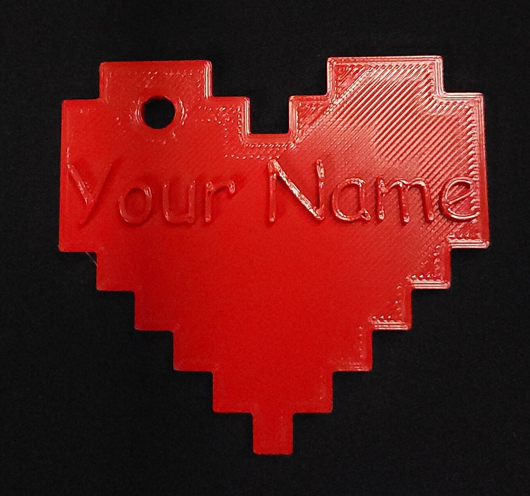 Custom 8 Bit 3d Printed Heart With Hole - Etsy