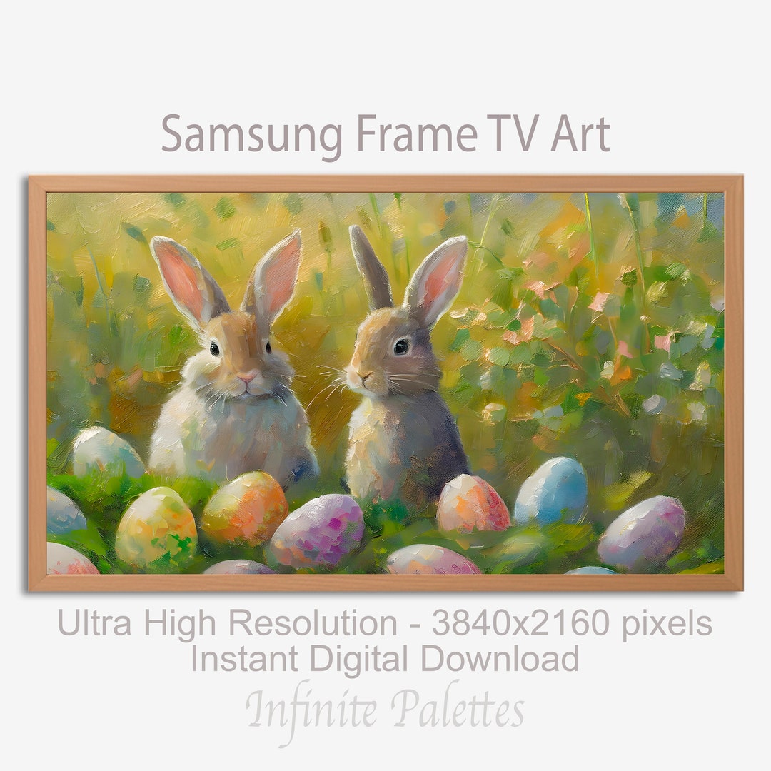 Spring Frame TV Art, Easter Bunnies, Bunnies Painting, Easter Art for ...