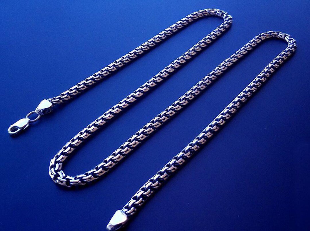 Silver Chain Necklace, Round Byzantine Chain, Gift for Him, 925 ...