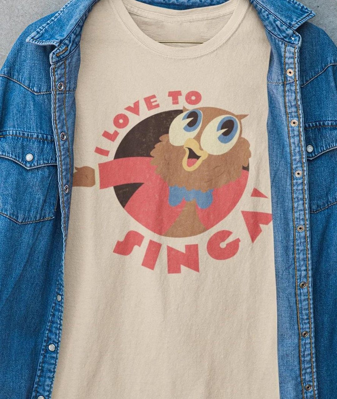 Vintage-inspired Owl Jolson T-shirt, 'I Love to Singa' Theme Classic ...