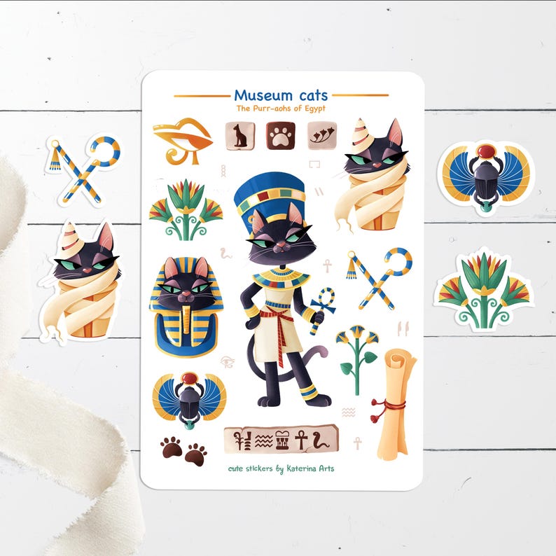 Ancient Egyptian Cat Sticker Sheet | the Purr-aohs of Egypt | Museum ...