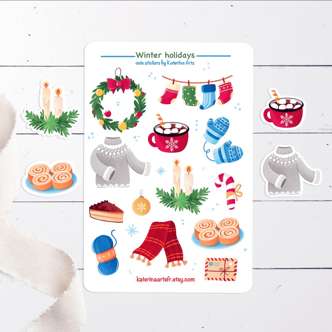 Winter Holiday Sticker Sheet,bullet Journal Sticker,planner Sticker ...