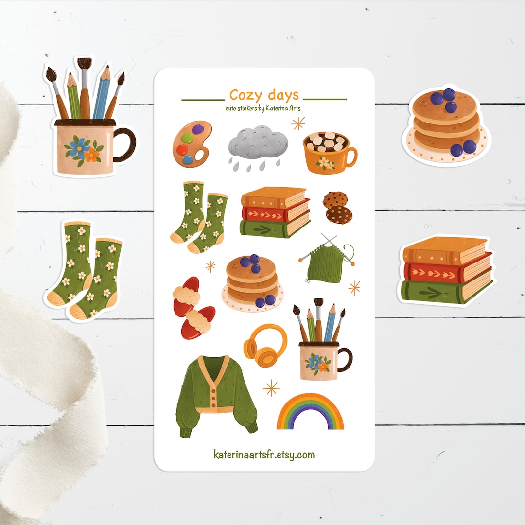 Cozy Day Sticker Sheet,bullet Journal Sticker,planner Sticker,cute ...