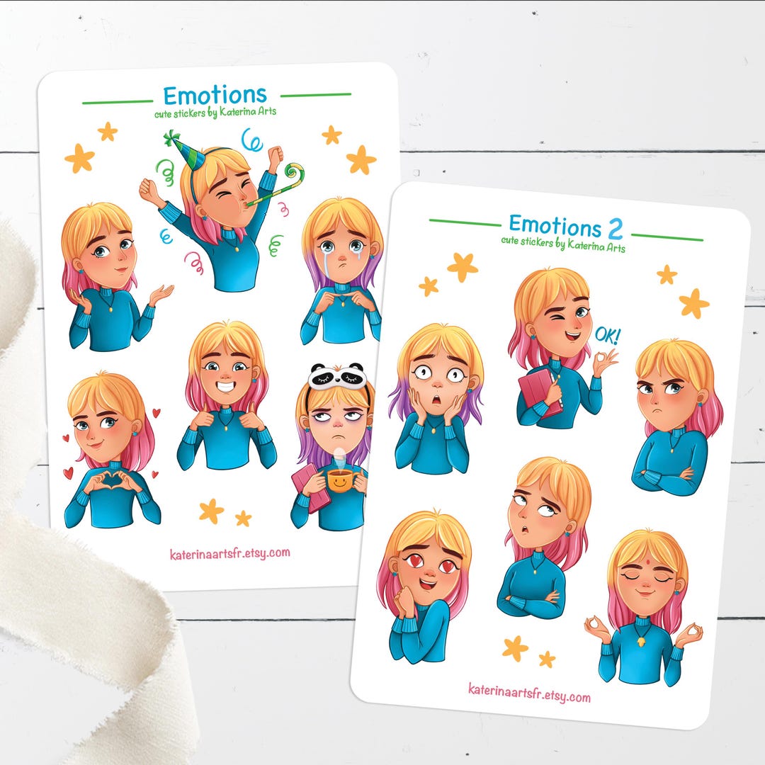 The EMOTIONS Sticker Sheet,bullet Journal Sticker,planner Sticker,girl ...