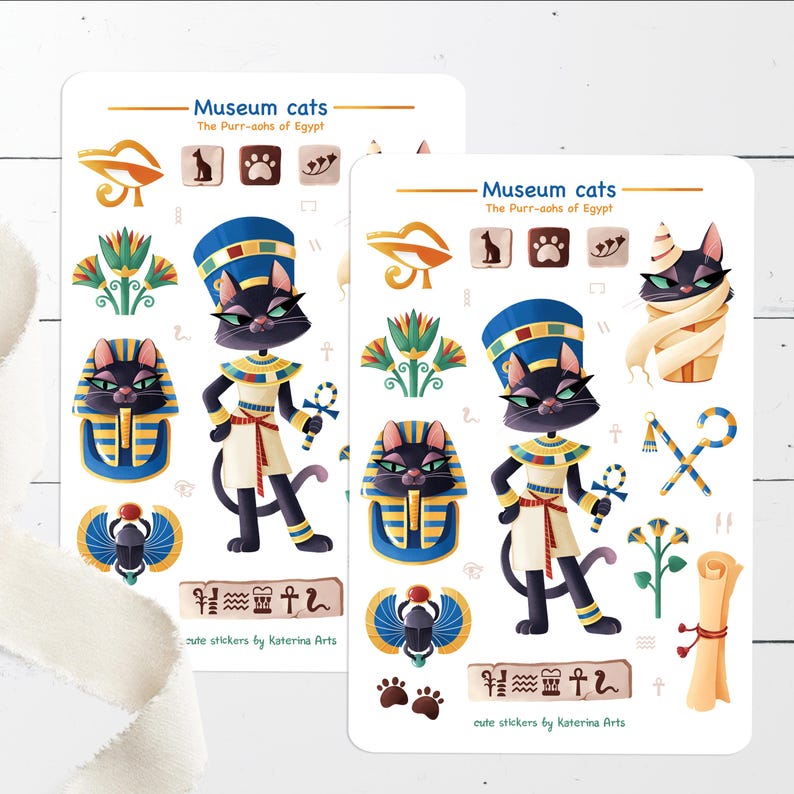 Ancient Egyptian Cat Sticker Sheet | the Purr-aohs of Egypt | Museum ...