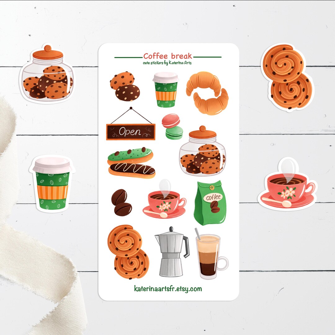 Coffee Break Sticker Sheet,bullet Journal Sticker,planner Sticker ...
