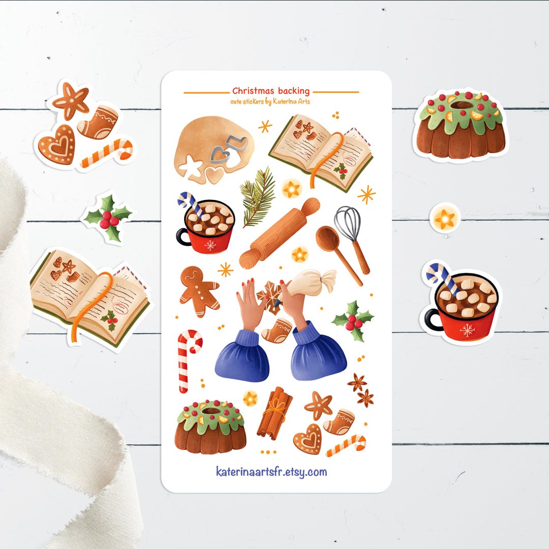 Christmas Backing Sticker Sheet,bullet Journal Sticker,planner Sticker ...