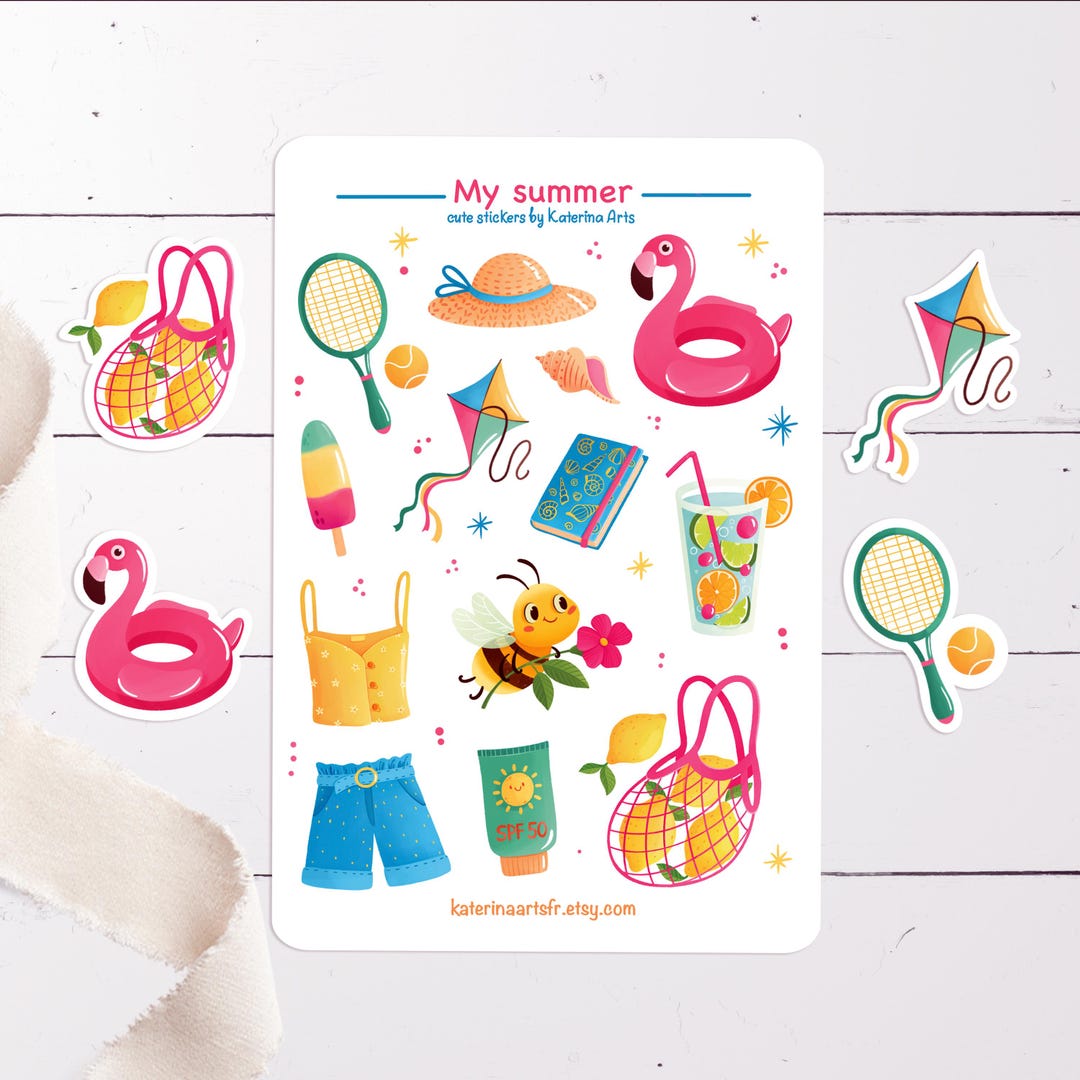 My Summer Sticker Sheet,summer Time,vacances Stickers,cute Stickers ...
