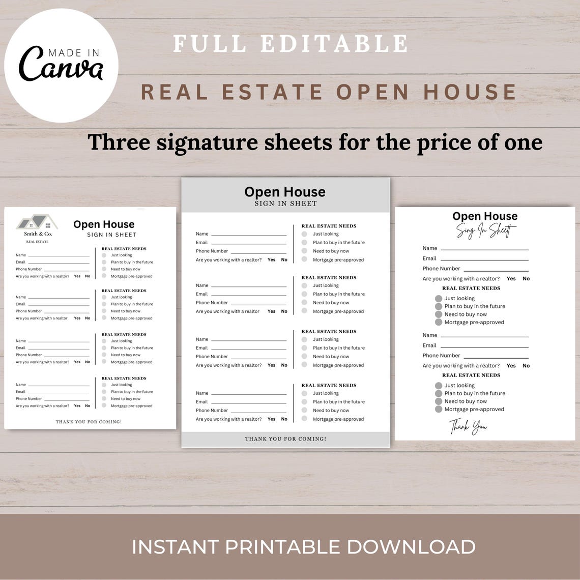 Open House Sign-in Sheets | Real Estate Printable | Real Estate ...